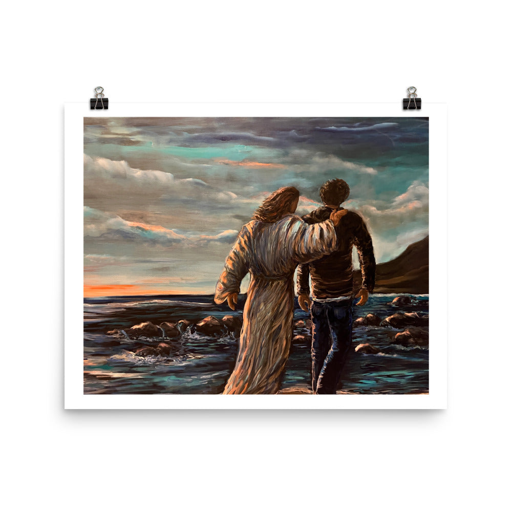 "Jesus Walking Along The Beach" - Prophetic Art Print with Poem ...